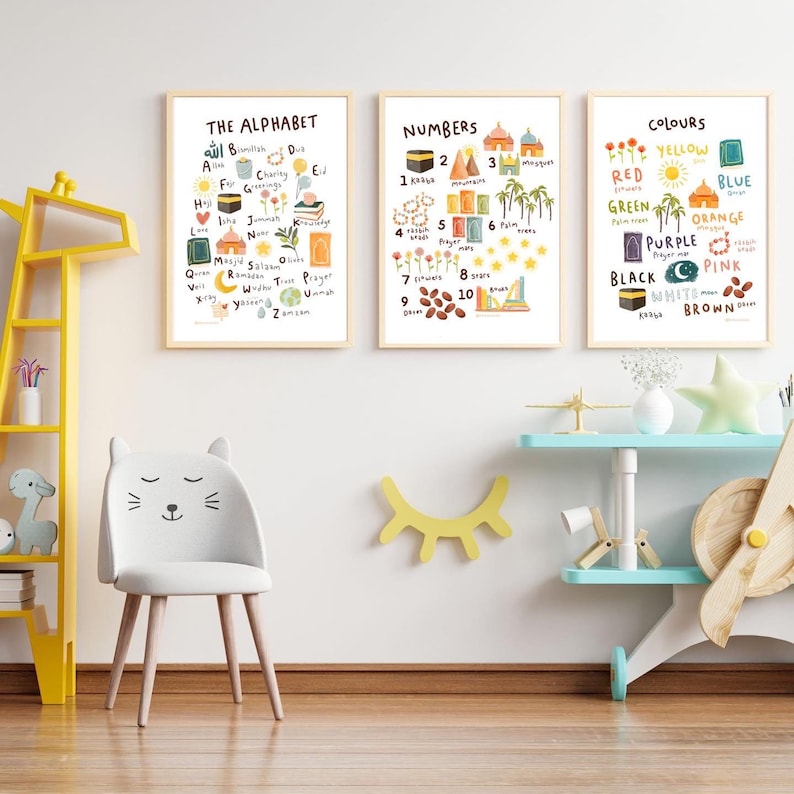Numbers Islamic Kids Print Childrens Wall Art Eid Gift - Etsy