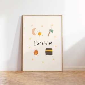 Ibrahim Name Print | Prophet Islamic Kids Print | Childrens Wall Art ...