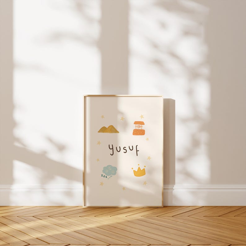 Yusuf Name Print: Islamic Kids Nursery Art - Etsy