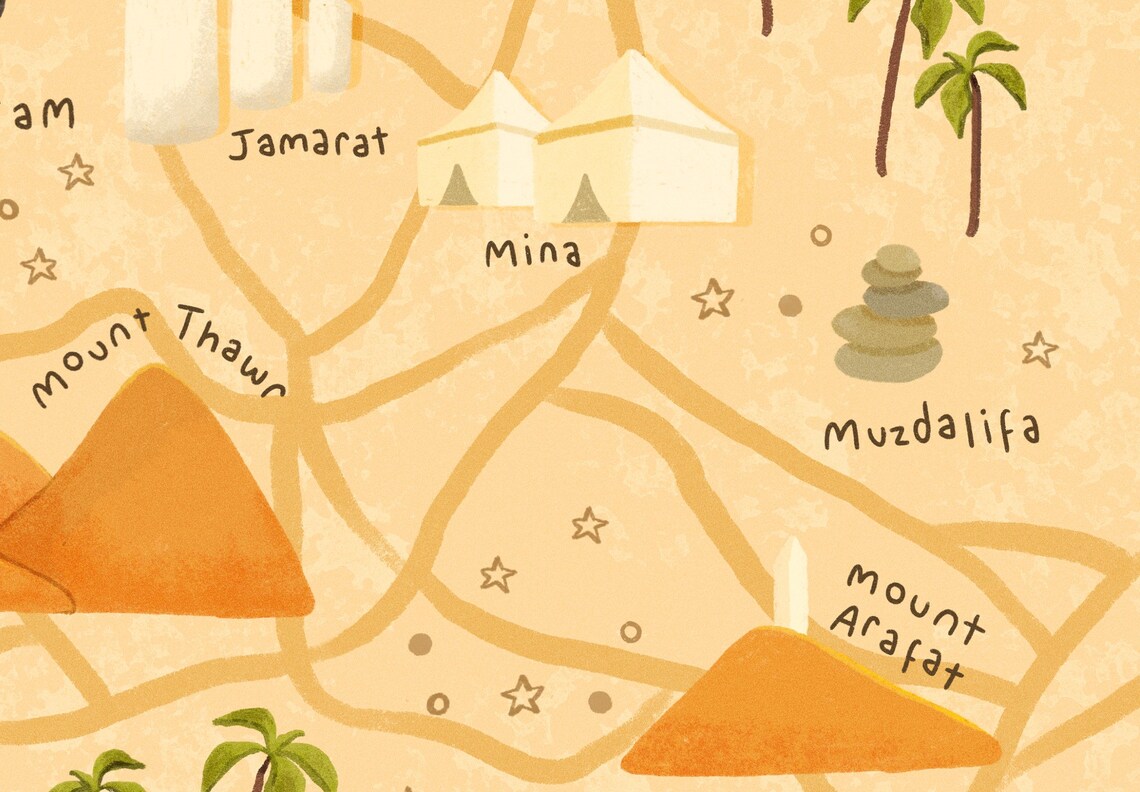 Map of Makkah Print Islamic Kids Print Childrens Wall Art - Etsy