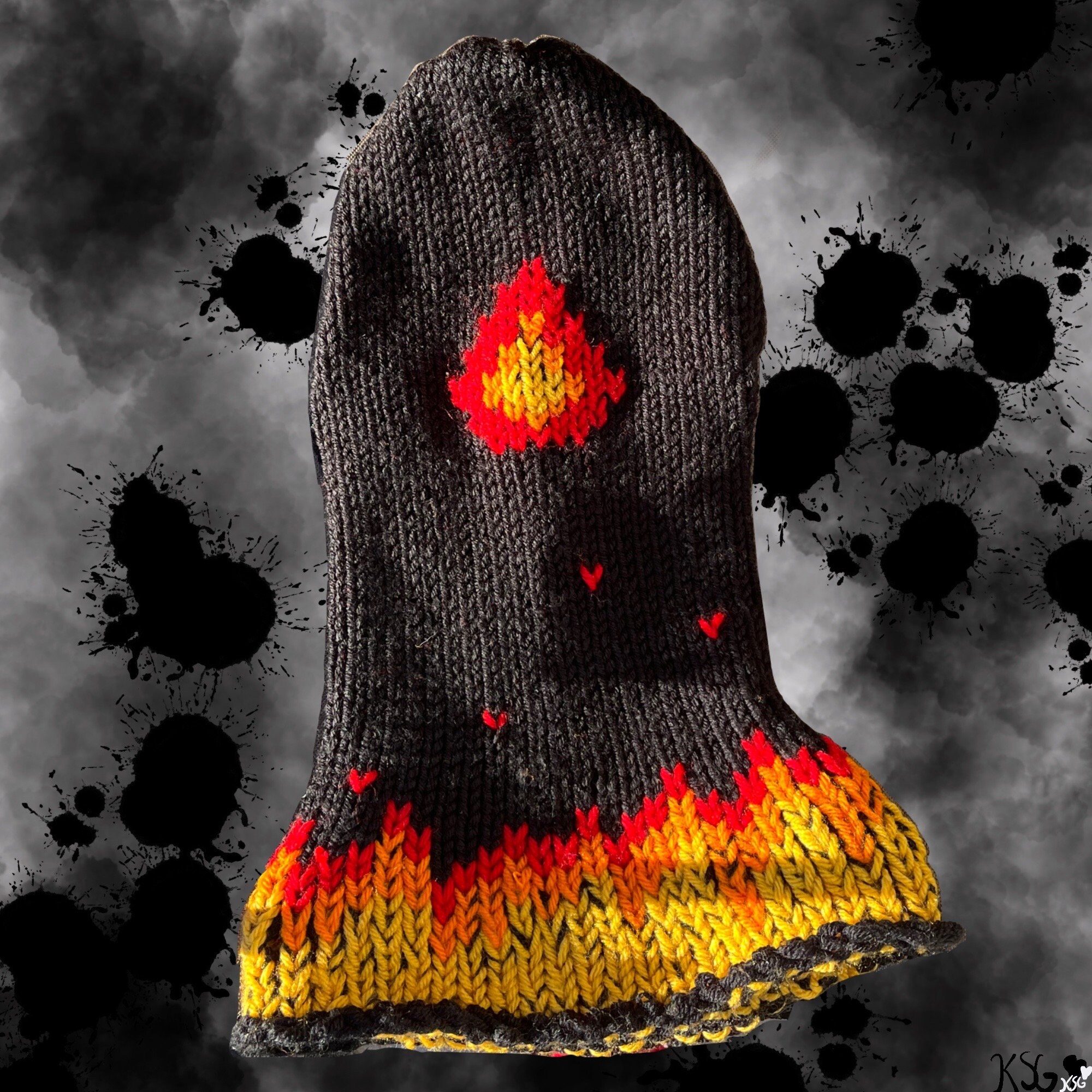Flame Ski Mask- Fire Ski Mask-black Ski Mask- Crochet Ski Mask- Knitted ...