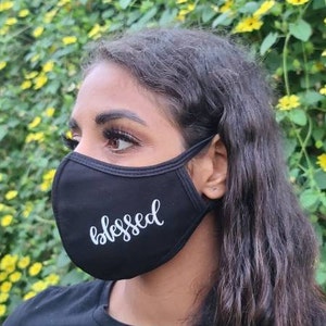 Reflective Blessed Face Mask / 100% Cotton / Reusable, Washable ...