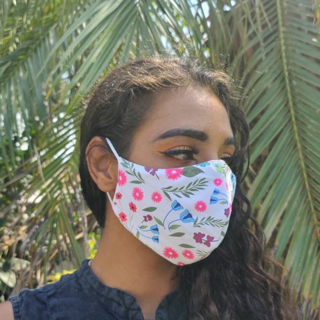 Flower Face Mask / 100% Cotton / Reusable and Washable With Filter ...