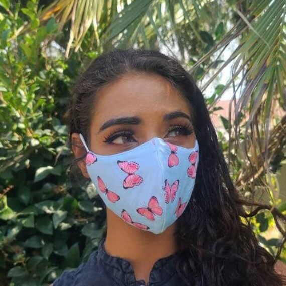 Blue Butterfly Face Mask / 100% Cotton / Reusable Washable / | Etsy