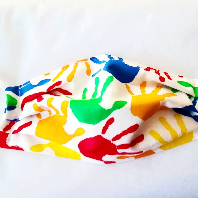 Colorful Handprint Face Mask With Filter / 100% Cotton / - Etsy