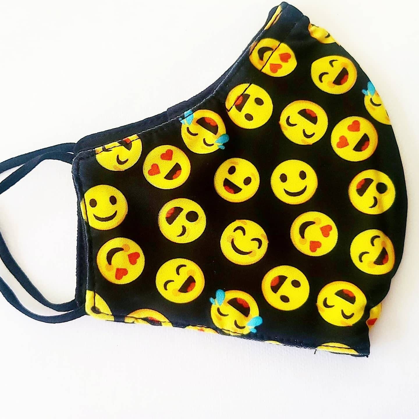 Emoji Face Mask With Filter Pocket / Nose Wire and Adjustable / 100% ...