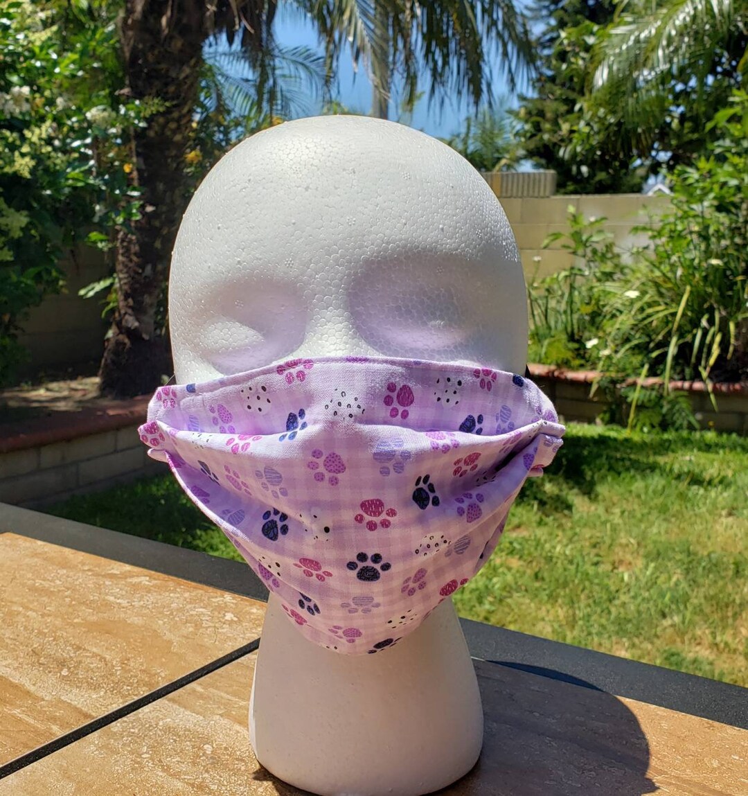 Purple Dog Paw Face Mask With Filter / 100% Cotton / Reusable - Etsy