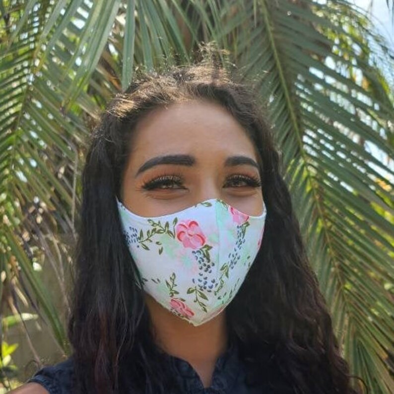 Mint Green Flower Face Mask / 100% Cotton / Reusable / - Etsy