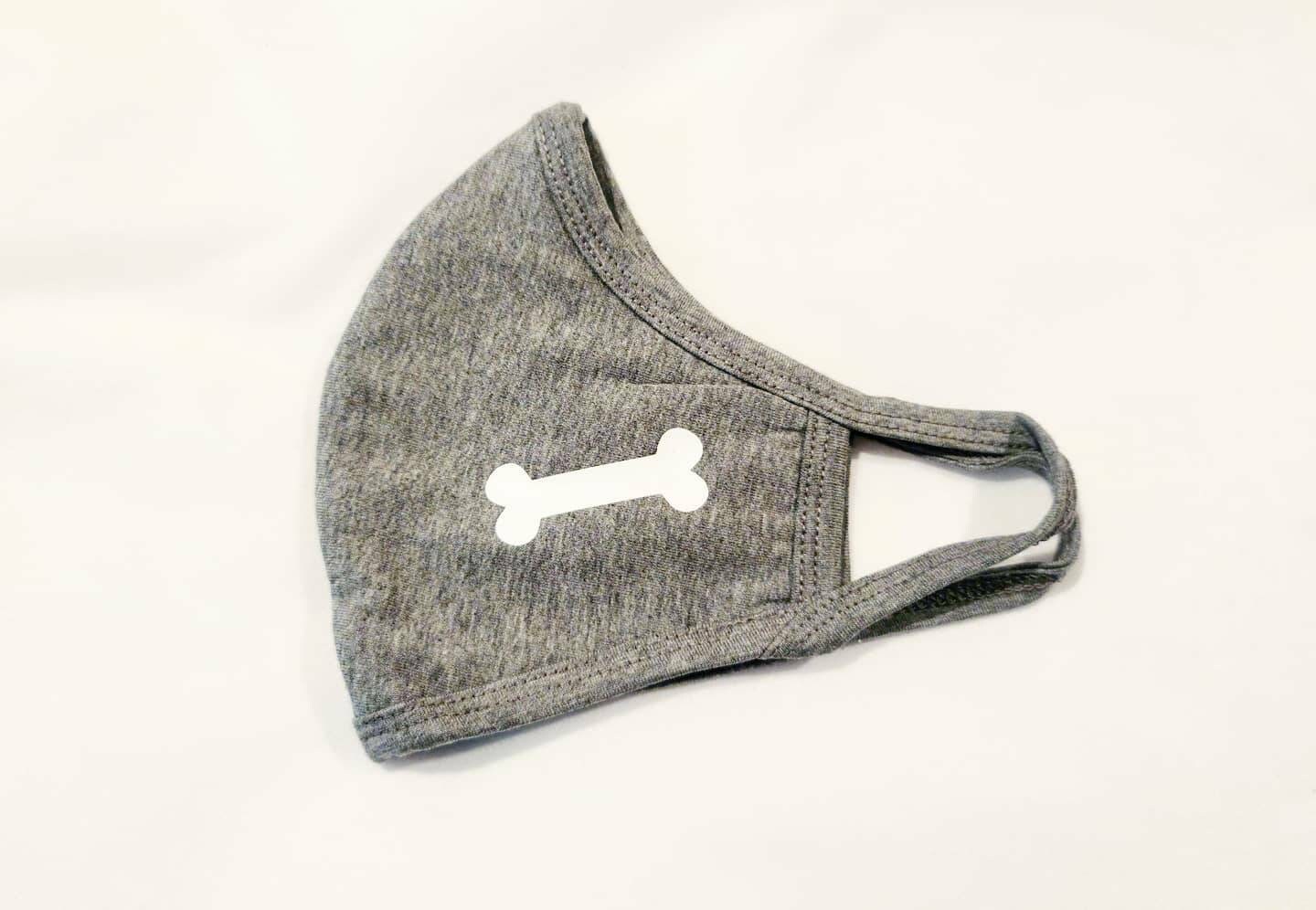 Gray Dog Face Mask / Paws and Bone / 100% Cotton / Reusable, Washable ...
