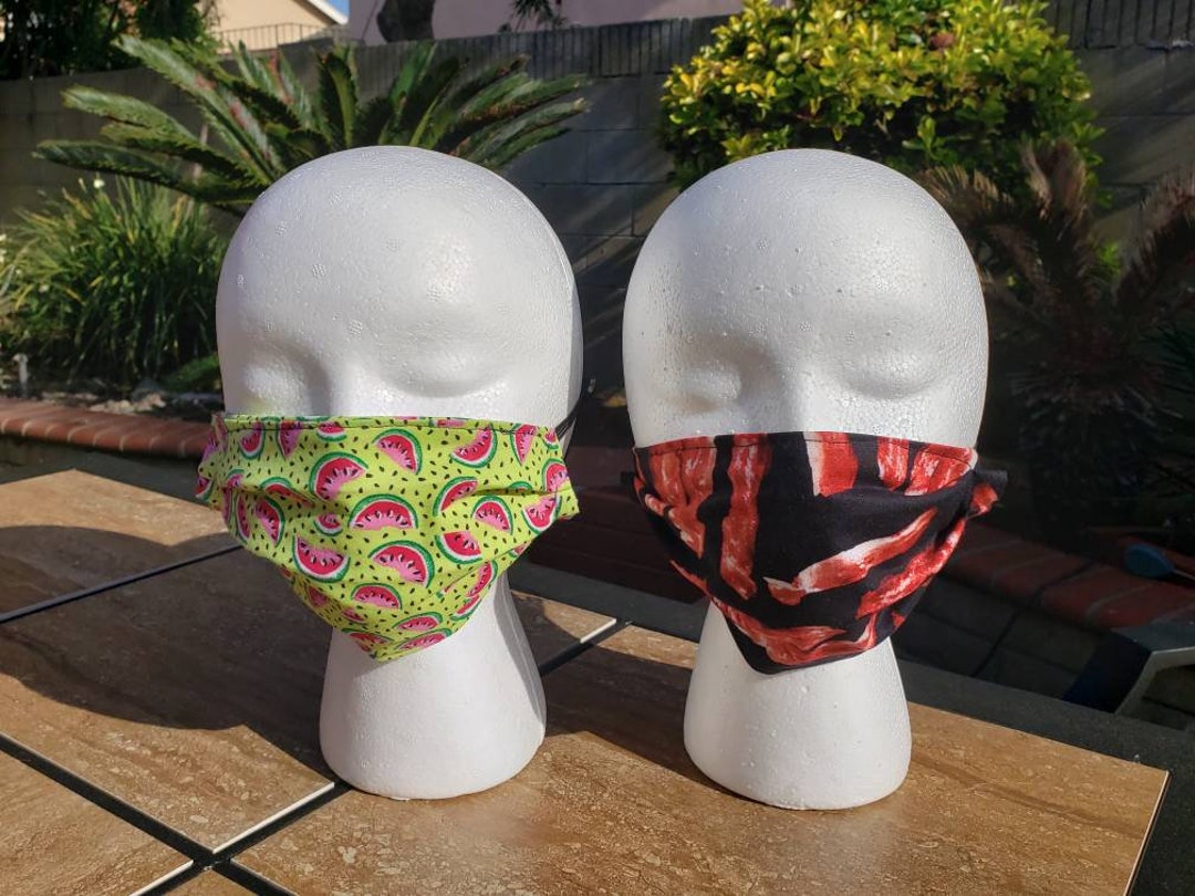 Food Face Mask / Bacon and Watermelon / Cloth Coverings / 100% Cotton ...