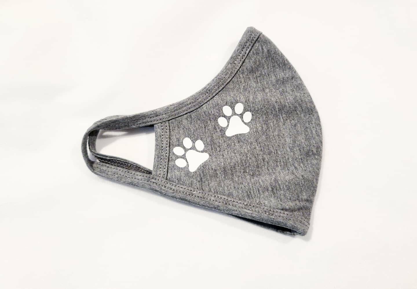 Gray Dog Face Mask / Paws and Bone / 100% Cotton / Reusable | Etsy