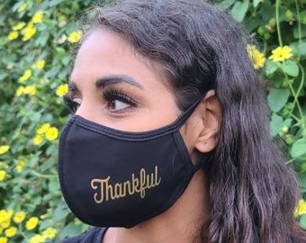 Thankful Grateful Blessed Face Mask Statement Mask Womens Face Mask ...
