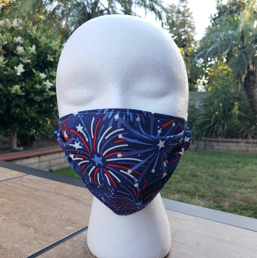Labor Day Face Mask / Fireworks Mask / 100% Cotton / Reusable, Washable ...