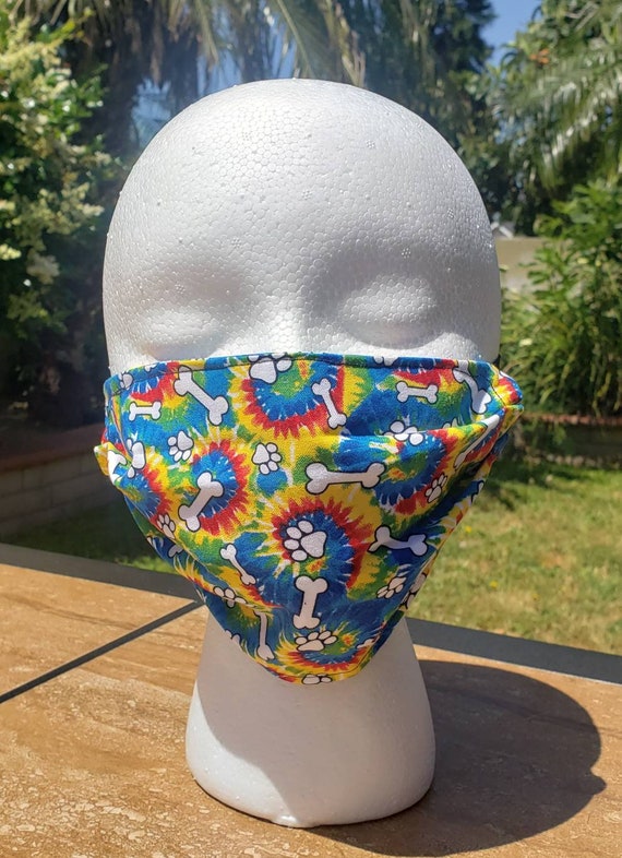 Dog Bone Face Mask With Filter / Child Adult XL / Tie Dye - Etsy