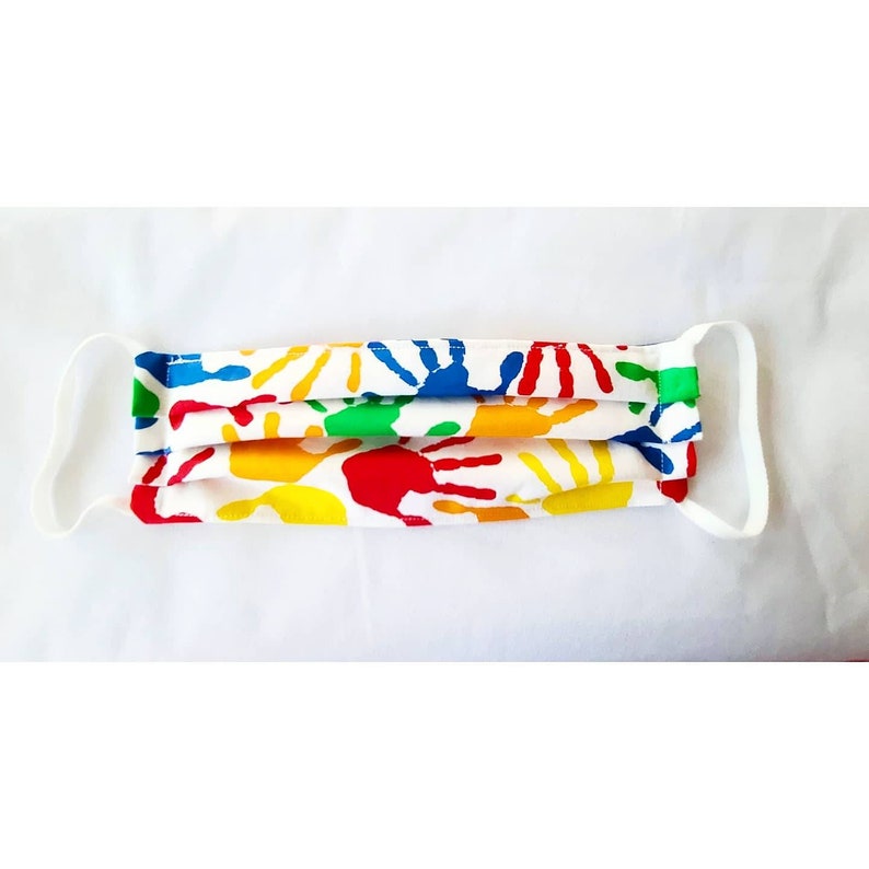 Colorful Handprint Face Mask With Filter / 100% Cotton / - Etsy