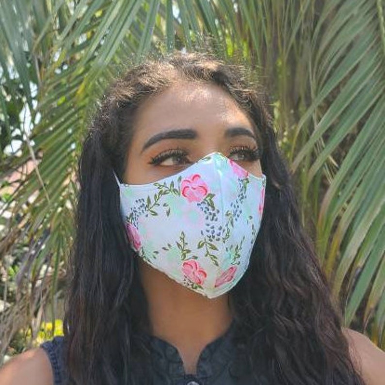 Mint Green Flower Face Mask / 100% Cotton / Reusable / - Etsy