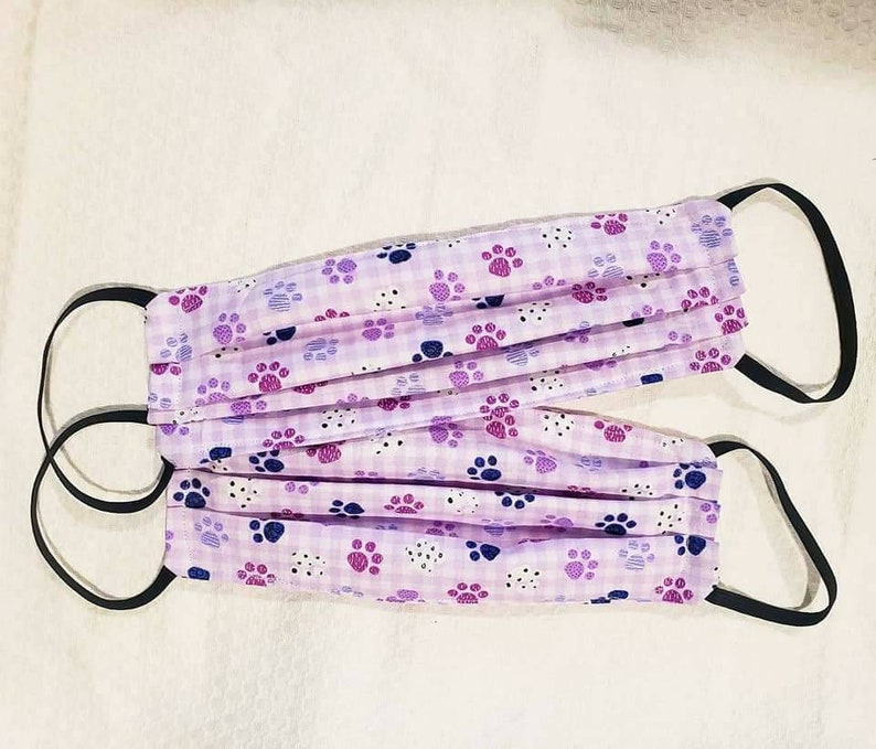 Purple Dog Paw Face Mask With Filter / 100% Cotton / Reusable | Etsy