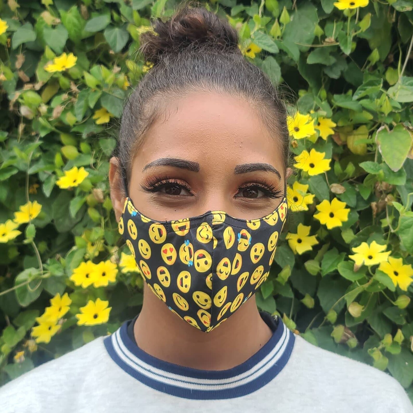 Emoji Face Mask With Filter Pocket / Nose Wire and Adjustable / 100% ...