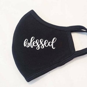 Reflective Blessed Face Mask / 100% Cotton / Reusable, Washable ...