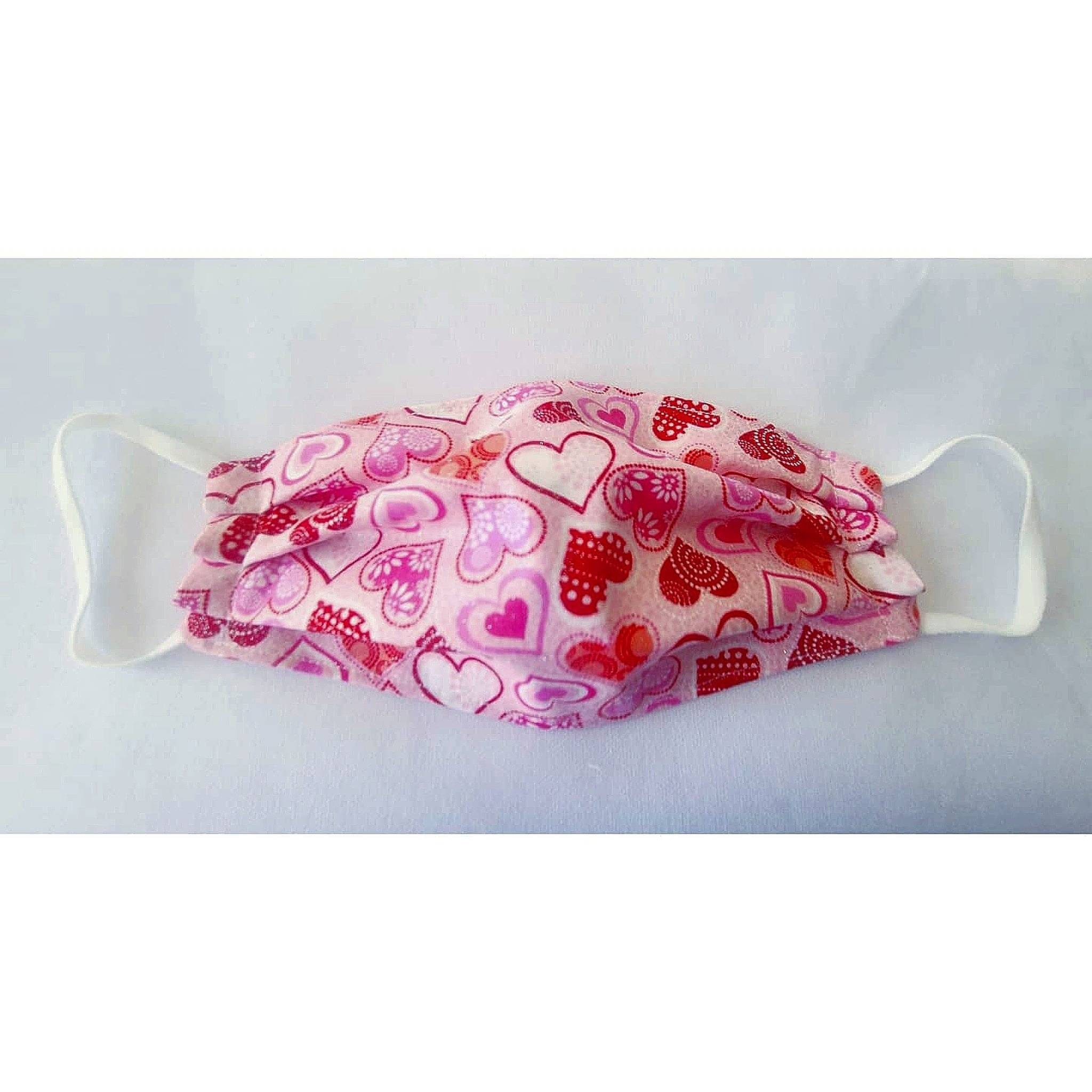 Pink Heart Face Mask / Valentines Day Mask / 100% Cotton / | Etsy