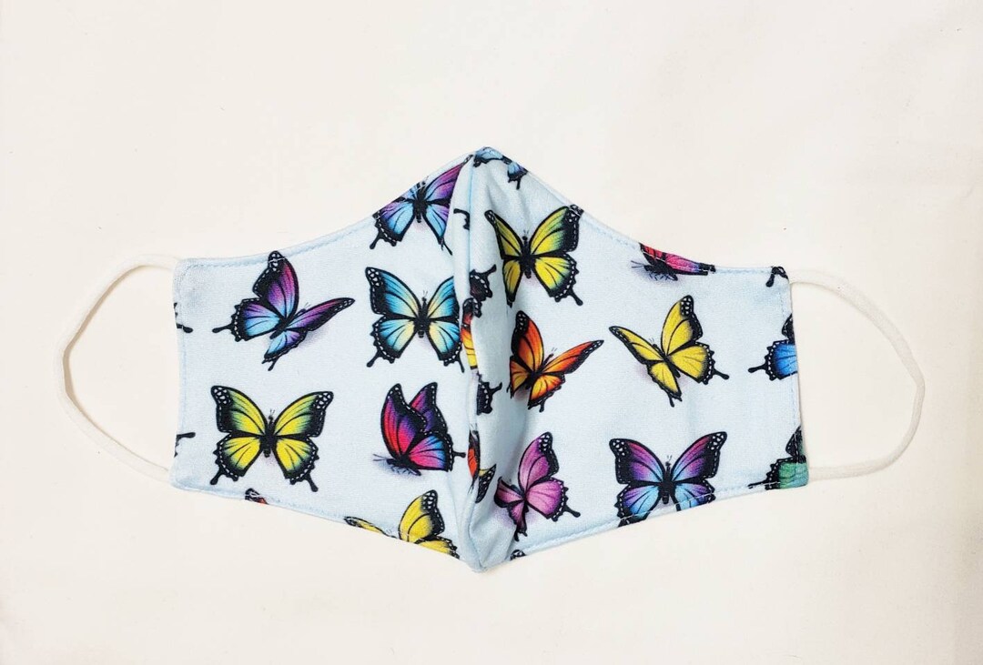Blue Butterfly Face Mask / 100% Cotton / Reusable, Washable / Double ...