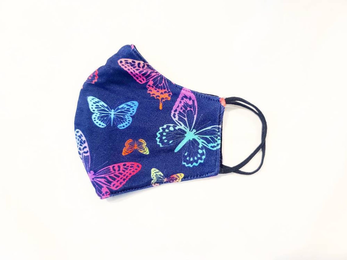 Blue Butterfly Face Mask / 100% Cotton / Reusable, Washable / Double ...