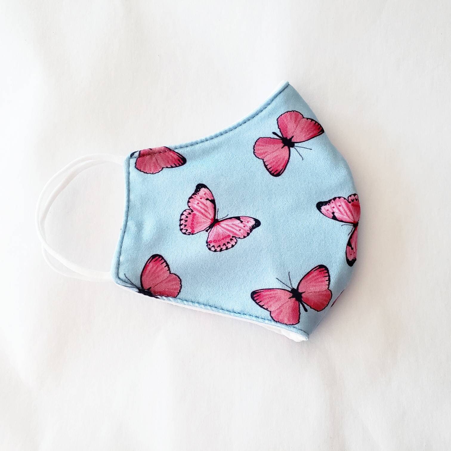 Blue Butterfly Face Mask / 100% Cotton / Reusable, Washable / Double ...