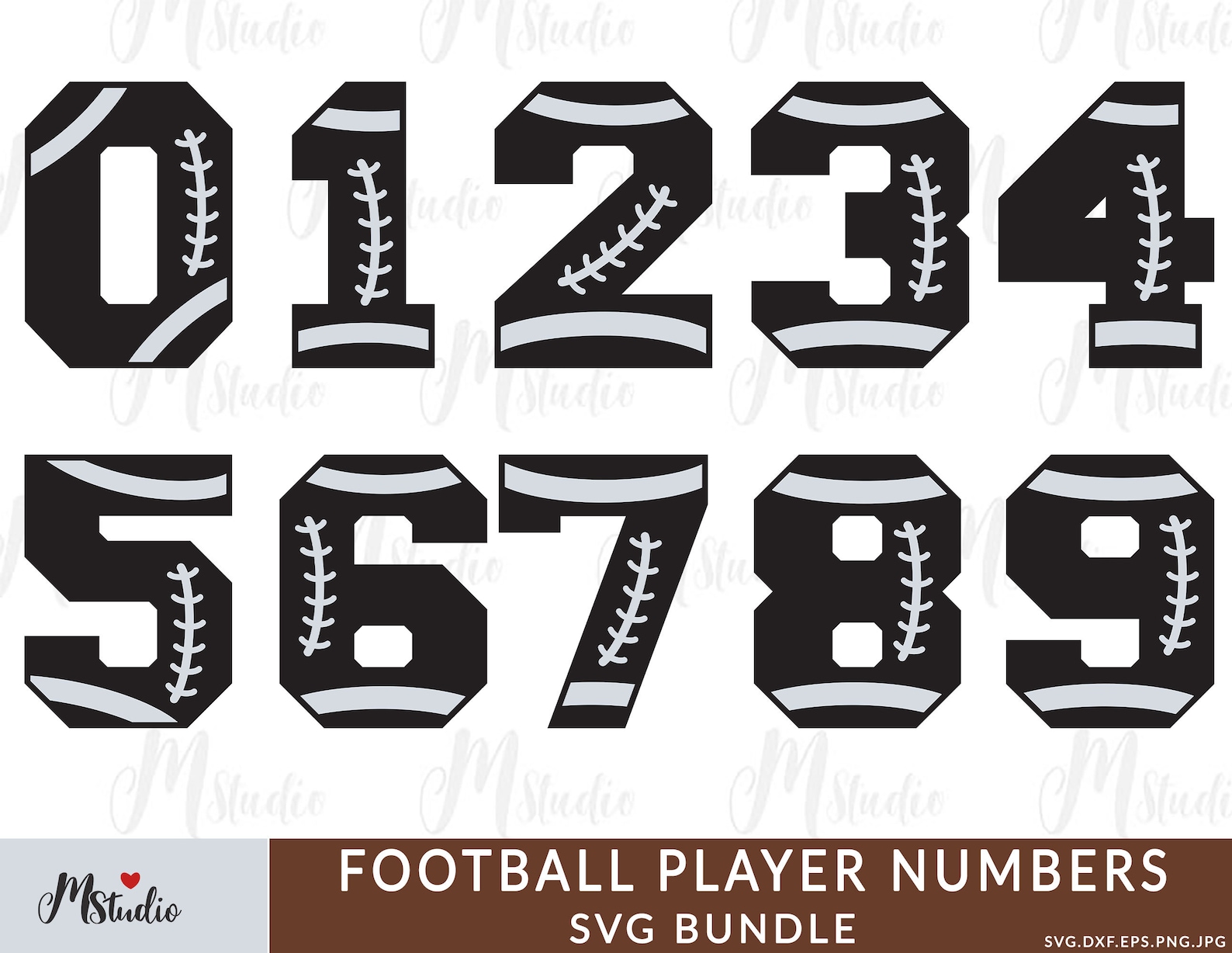 Football Player Numbers Svg Bundle, Football Svg, Football Number Font ...