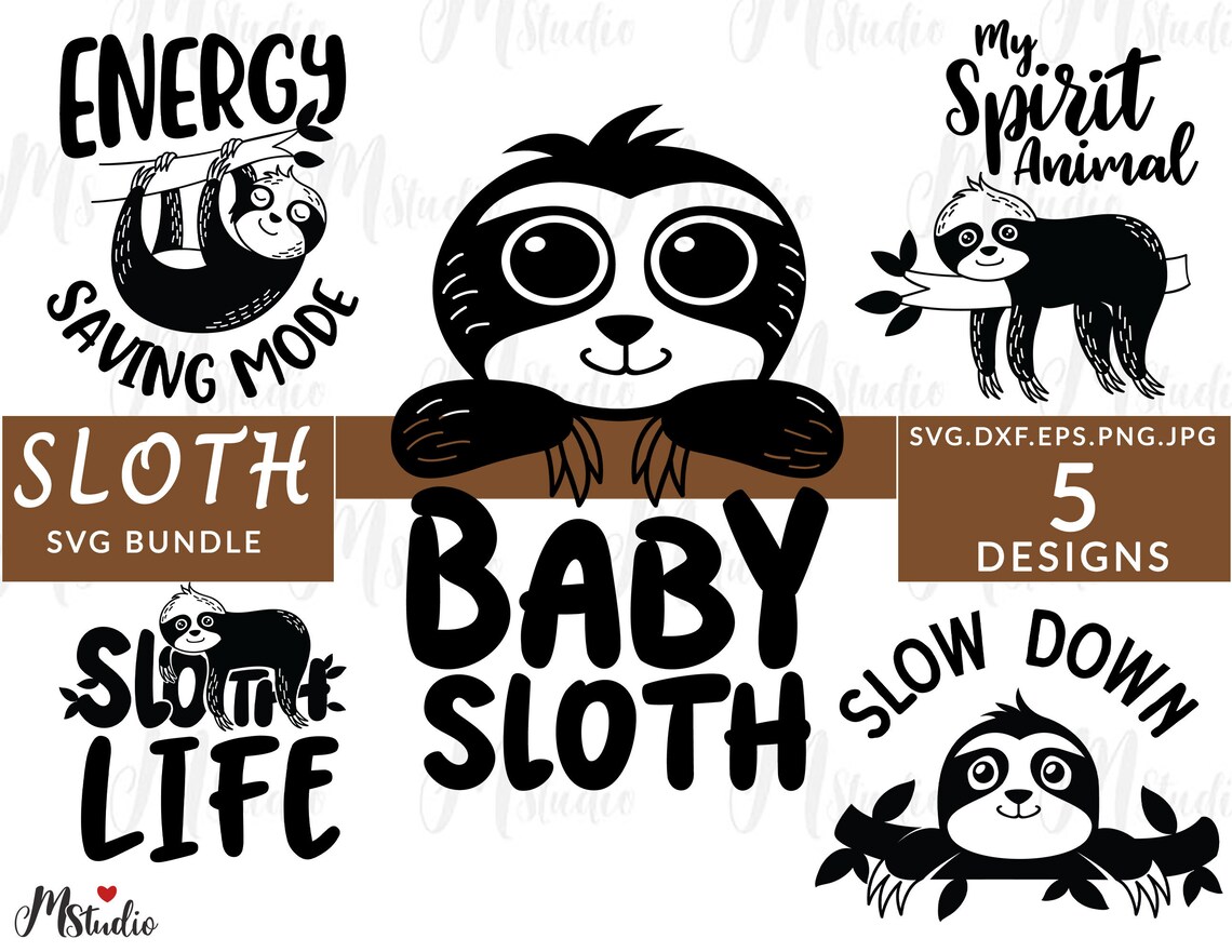 Sloth SVG Bundle Sloth Animal Sloth Monogram Svg Sloth Svg | Etsy
