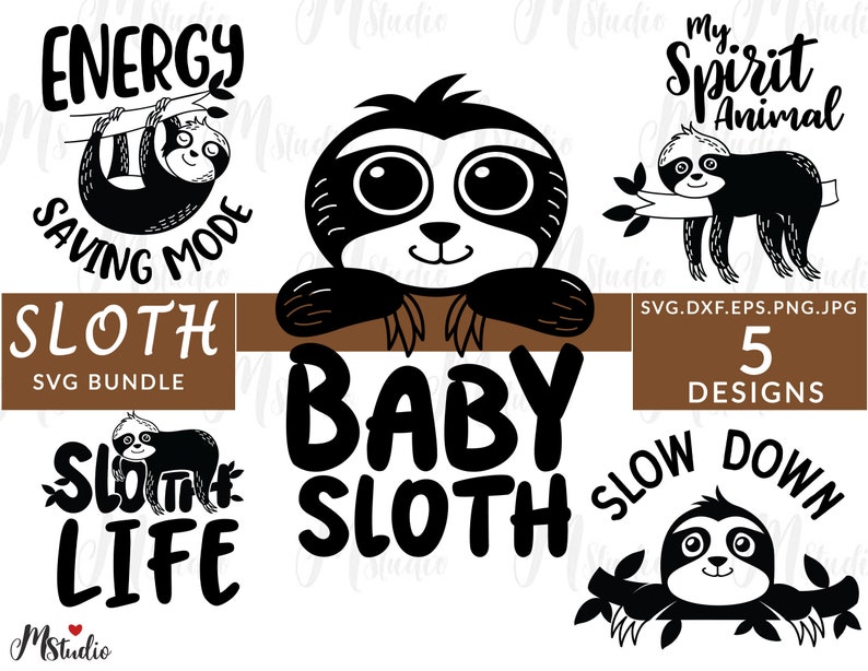 Sloth SVG Bundle Sloth Animal Sloth Monogram Svg Sloth Svg | Etsy