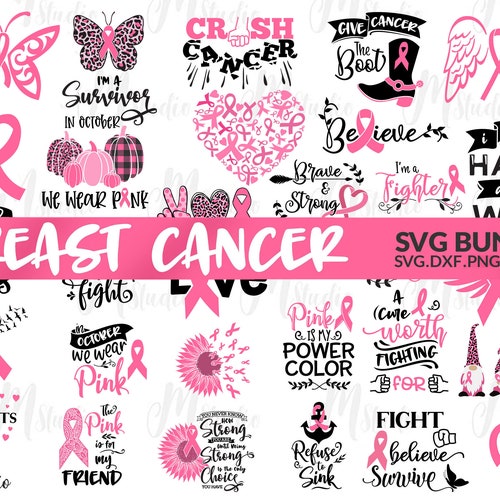 Pink Cancer Ribbon Svg. Awareness Ribbon Svg Bundle. Breast - Etsy