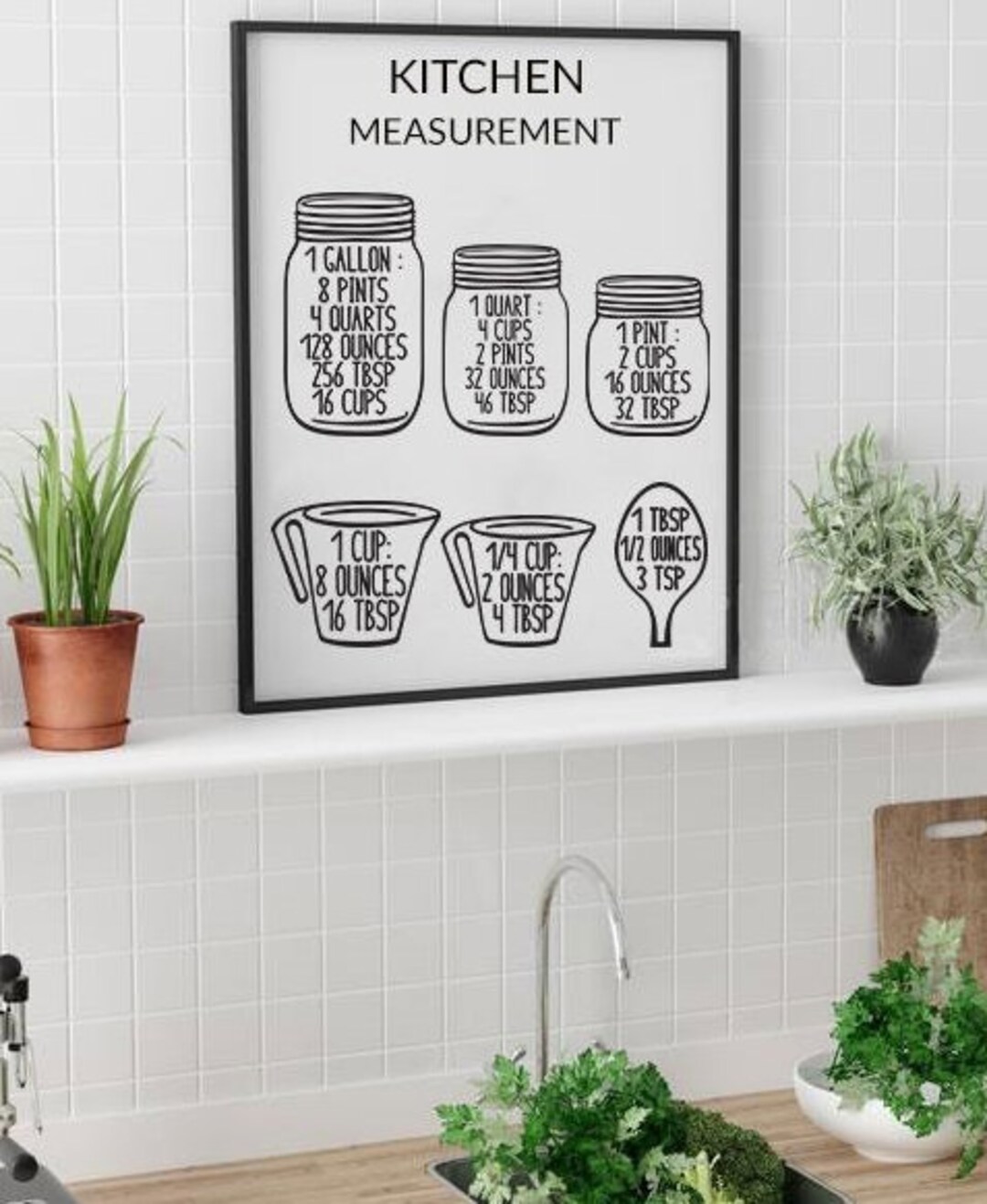 Kitchen Measurement Conversion Chart SVG, Printable Cheat Sheet ...