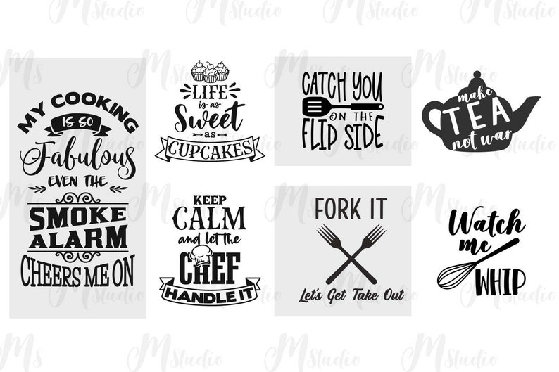 Kitchen SVG Bundle, Baking Svg, Cooking Svg, Chef Svg, Hand Lettered ...