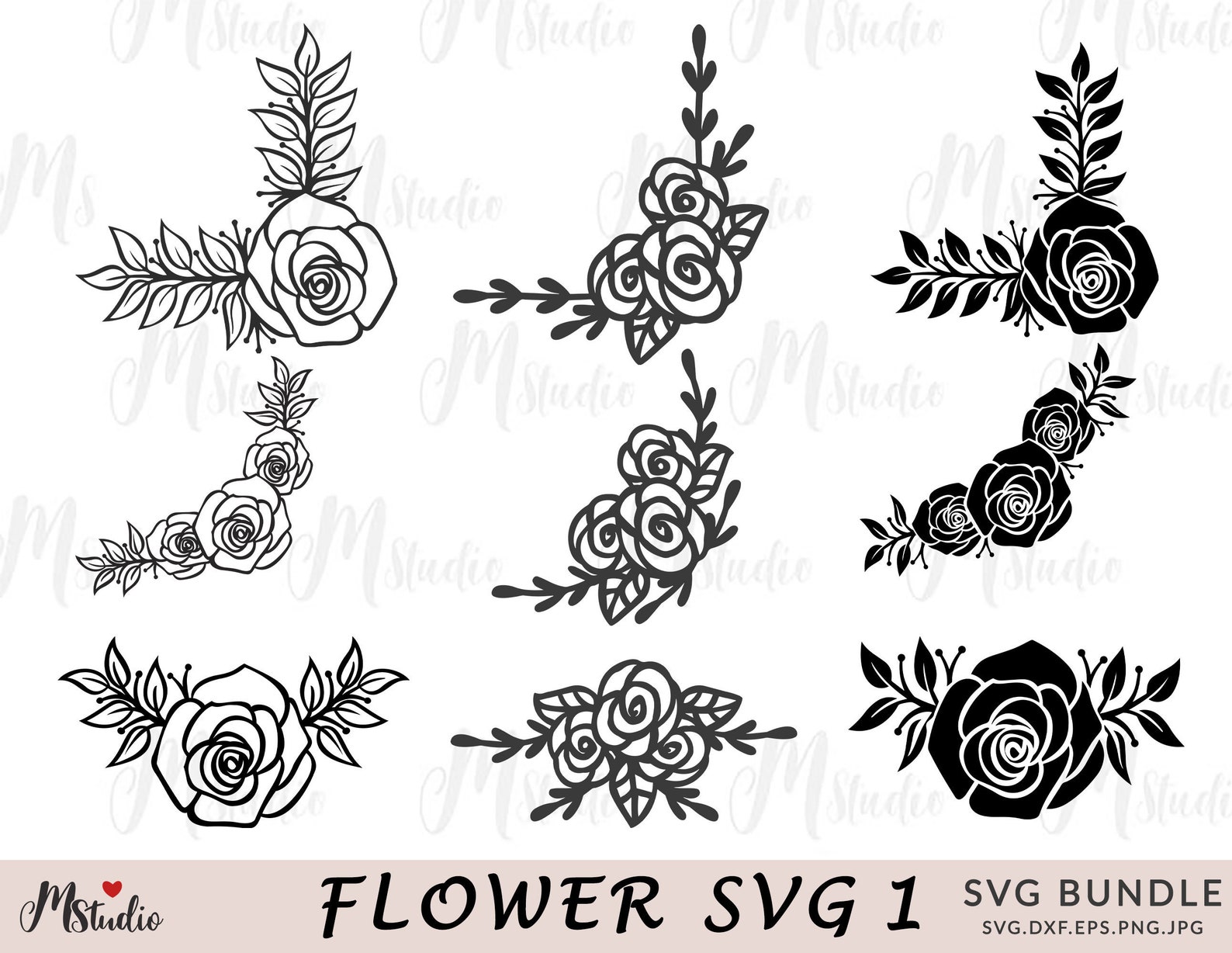 Floral Svg Flower Border Svg File Floral Svg Bundle Flowers - Etsy