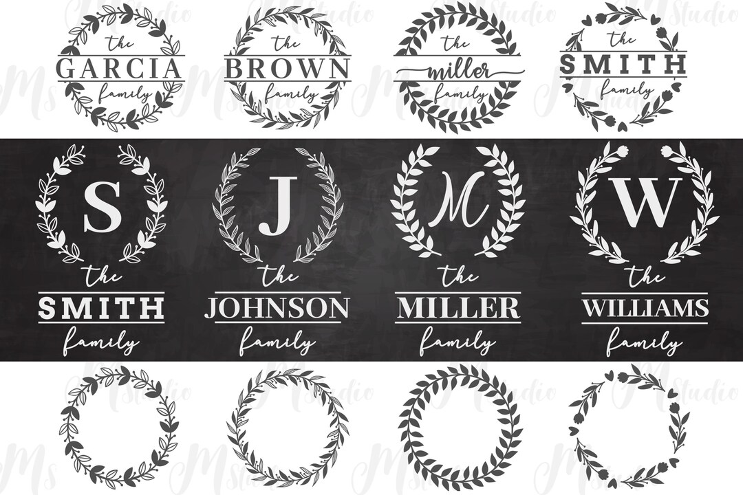Family Monogram Wreath, Designs SVG, Digital Download, Home Décor ...