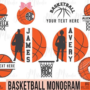 Basketball Monograms Svg, Cut File, Basketball Svg, Basketball Ball SVG ...