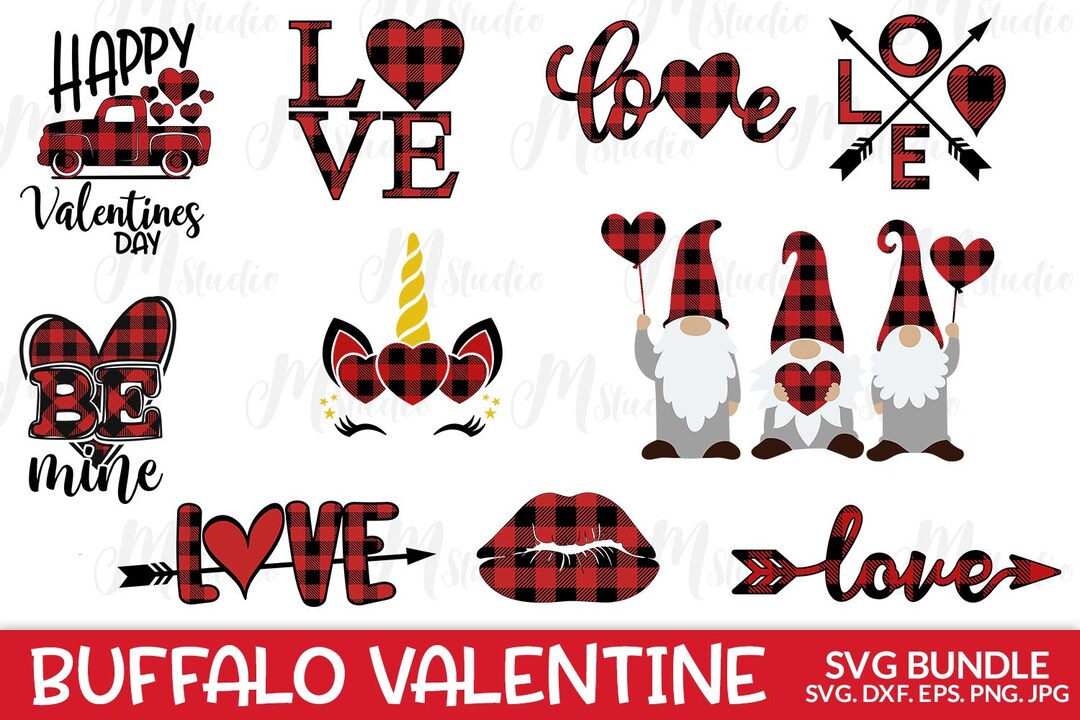 Buffalo Valentine Svg Bundle, Plaid Hairt Svg, Valentine Svg Designs ...