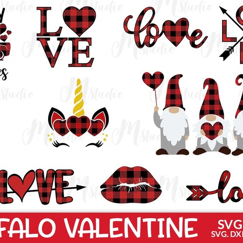Buffalo Valentine Svg Bundle Plaid Hairt Svg Valentine Svg | Etsy