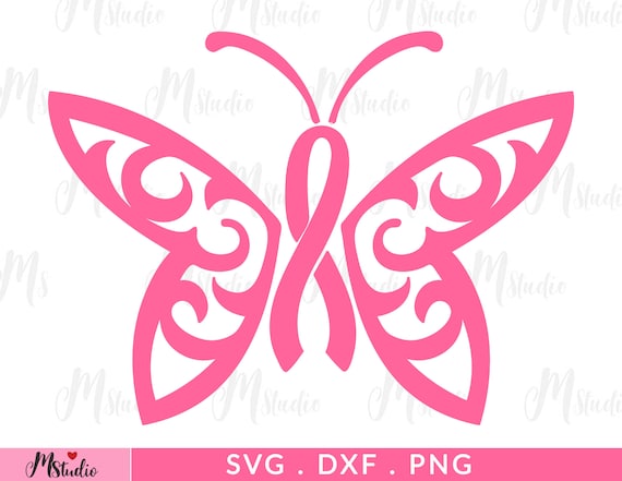 Butterfly Ribbons Svg Digital Download Breast Cancer Cancer - Etsy