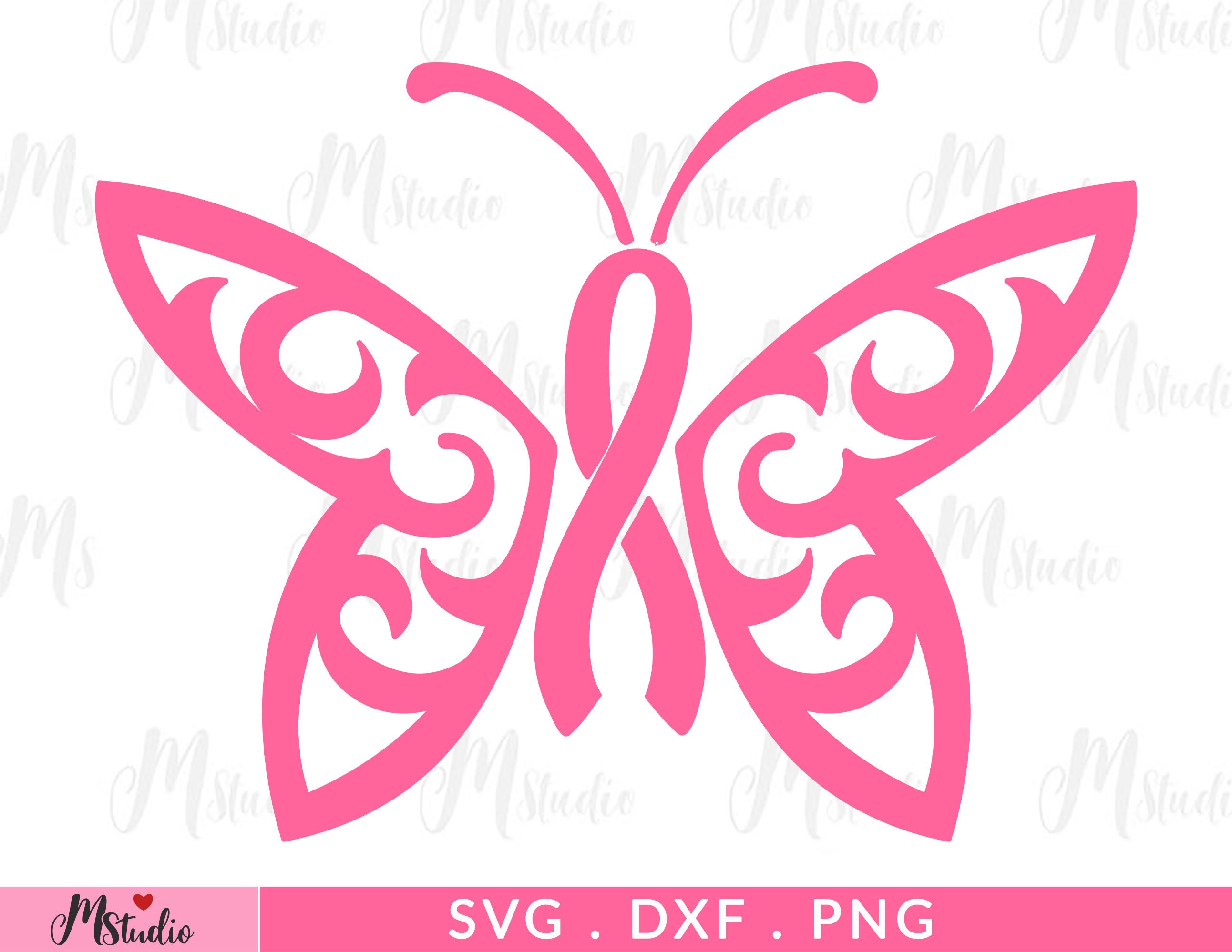 Butterfly Ribbons Svg, Digital Download, Breast Cancer, Cancer Ribbon ...
