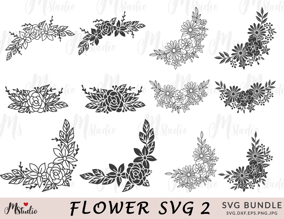 Flower Svg Bundle, Flower Spray Svg, Sign Svg, Floral Decoration ...