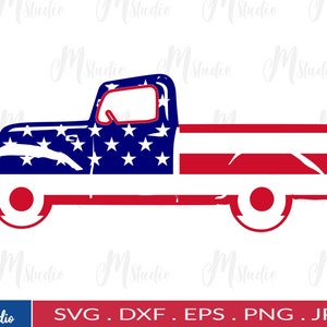 Truck SVG, Patriotic 4th of July, Truck Flag Layered SVG, Independence ...