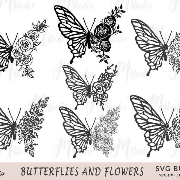 Butterfly Flower Svg - Etsy