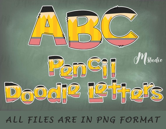 Pencil Doodle Letters Doodle Letters A-Z Numbers School - Etsy