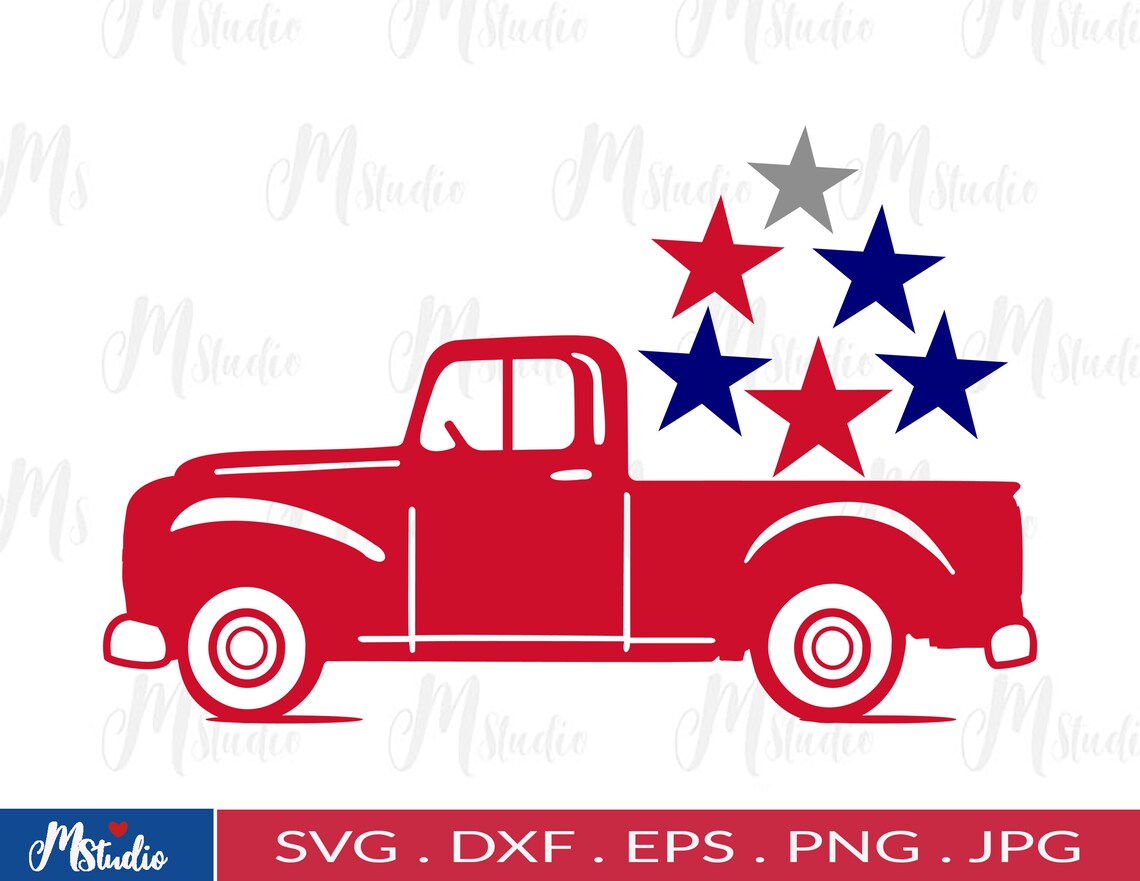 Truck SVG Patriotic 4th of July Truck Flag Layered SVG | Etsy