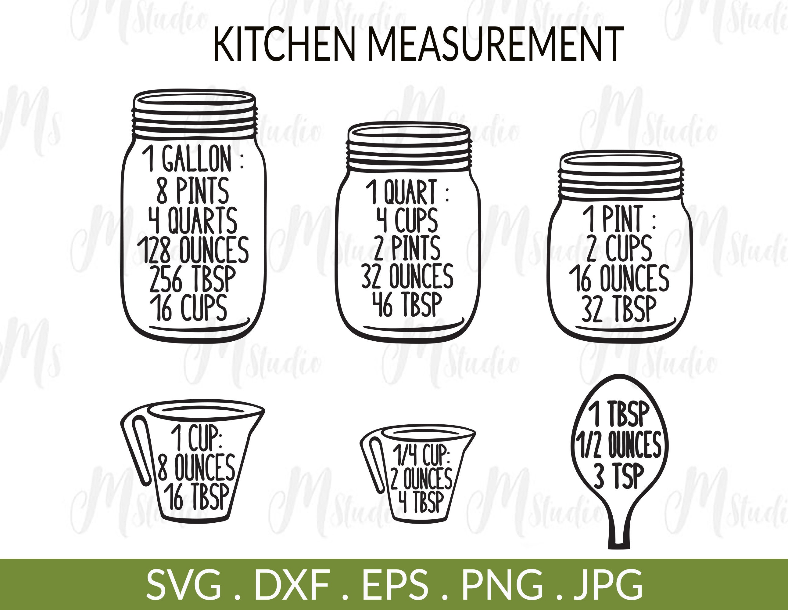 Conversion Chart Cheat Sheet Kitchen Svg Measurements 1143370 Cut Vrogue