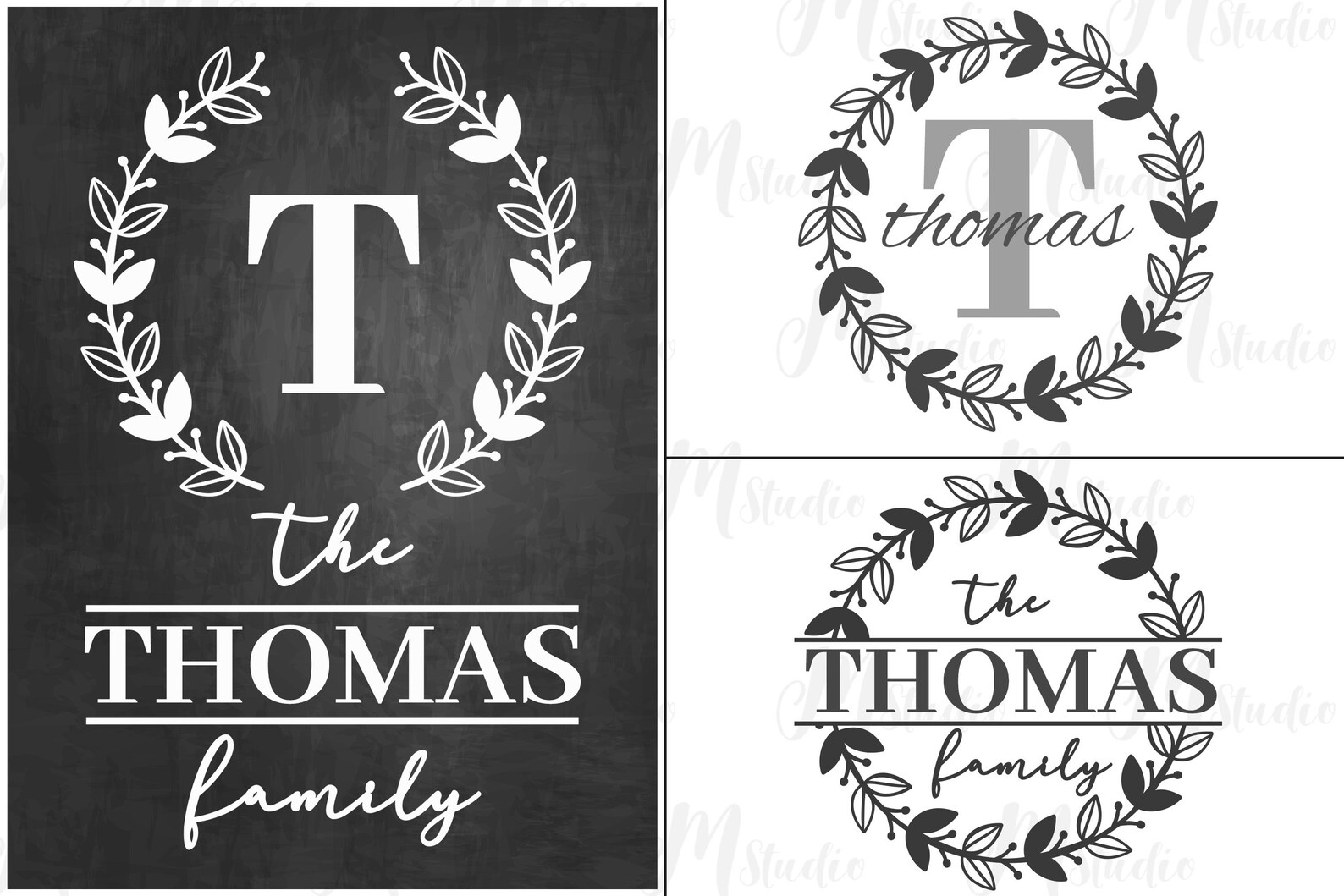 Family Monogram Wreath, Designs SVG, Digital Download, Home Décor ...