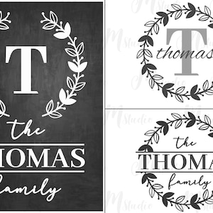 Family Monogram Wreath, Designs SVG, Digital Download, Home Décor ...