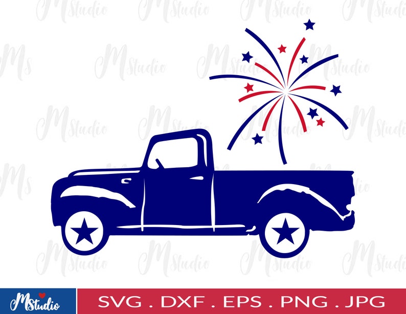 Truck SVG, Patriotic 4th of July, Truck Flag Layered SVG, Independence ...