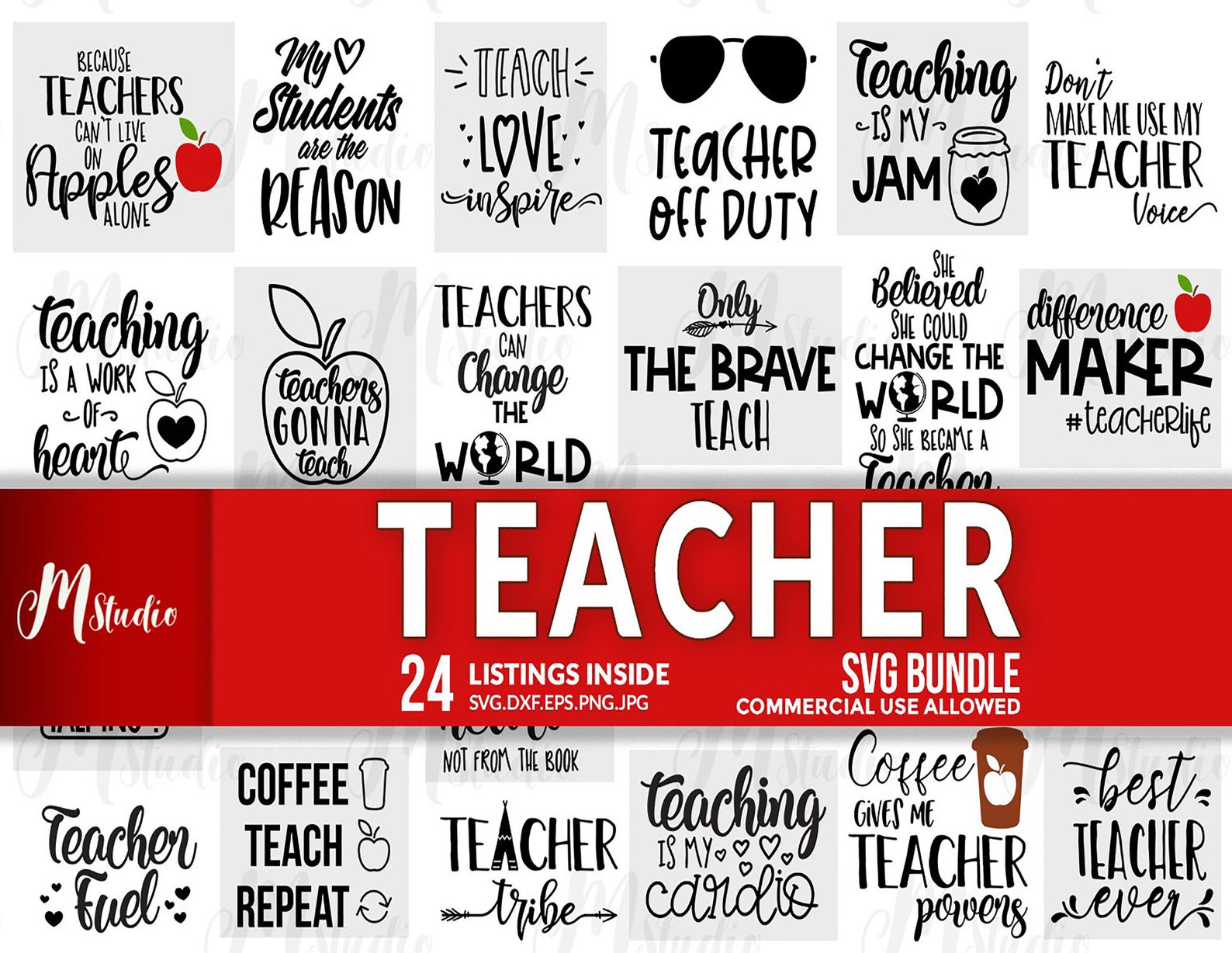Teacher Svg Bundle School Svg Teacher Svg Cut Files for - Etsy